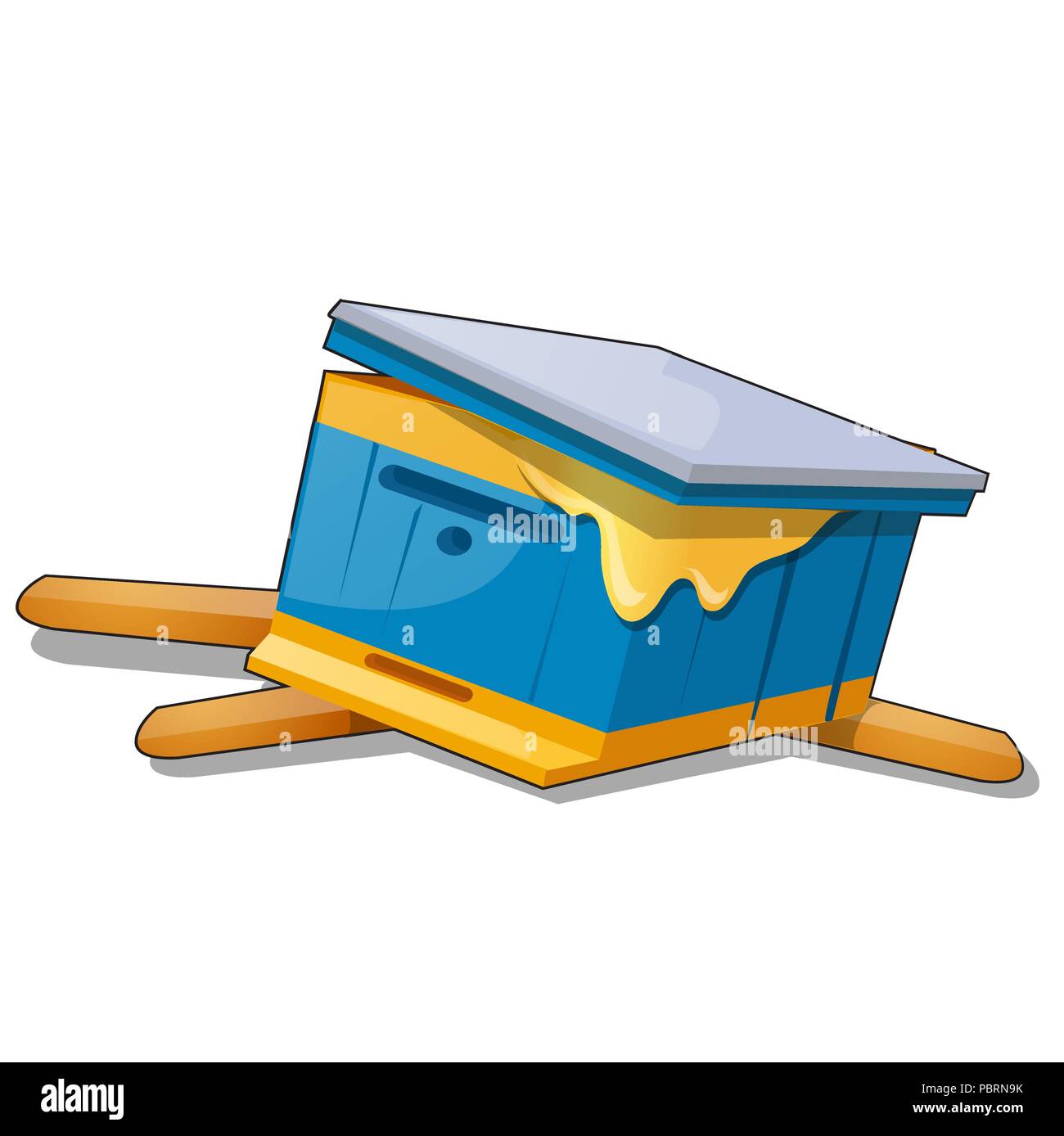 Broken bee hive isolated on white background. Vector cartoon close-up ...