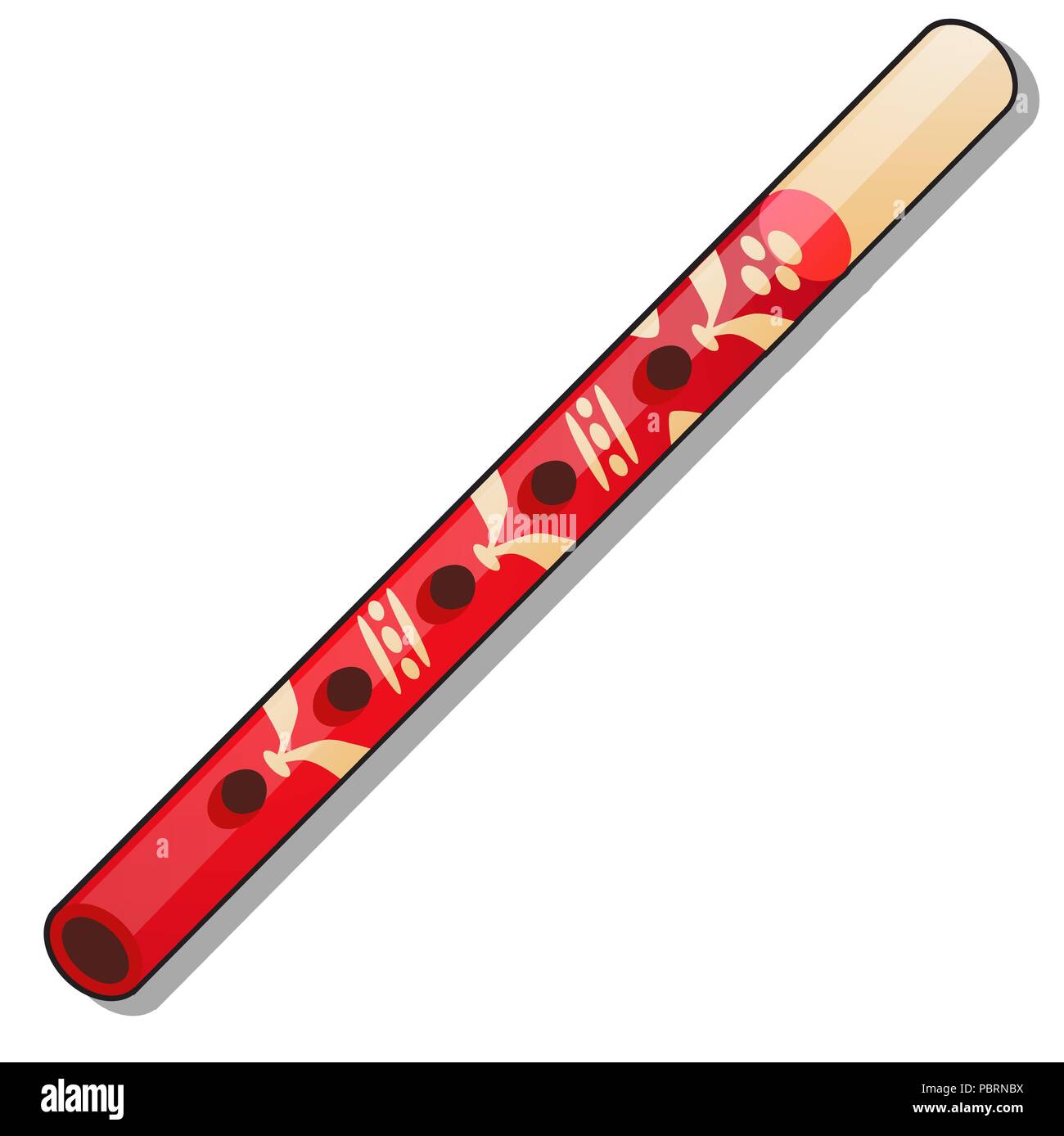 Wooden pipe with red ornament isolated on white background. Vector ...