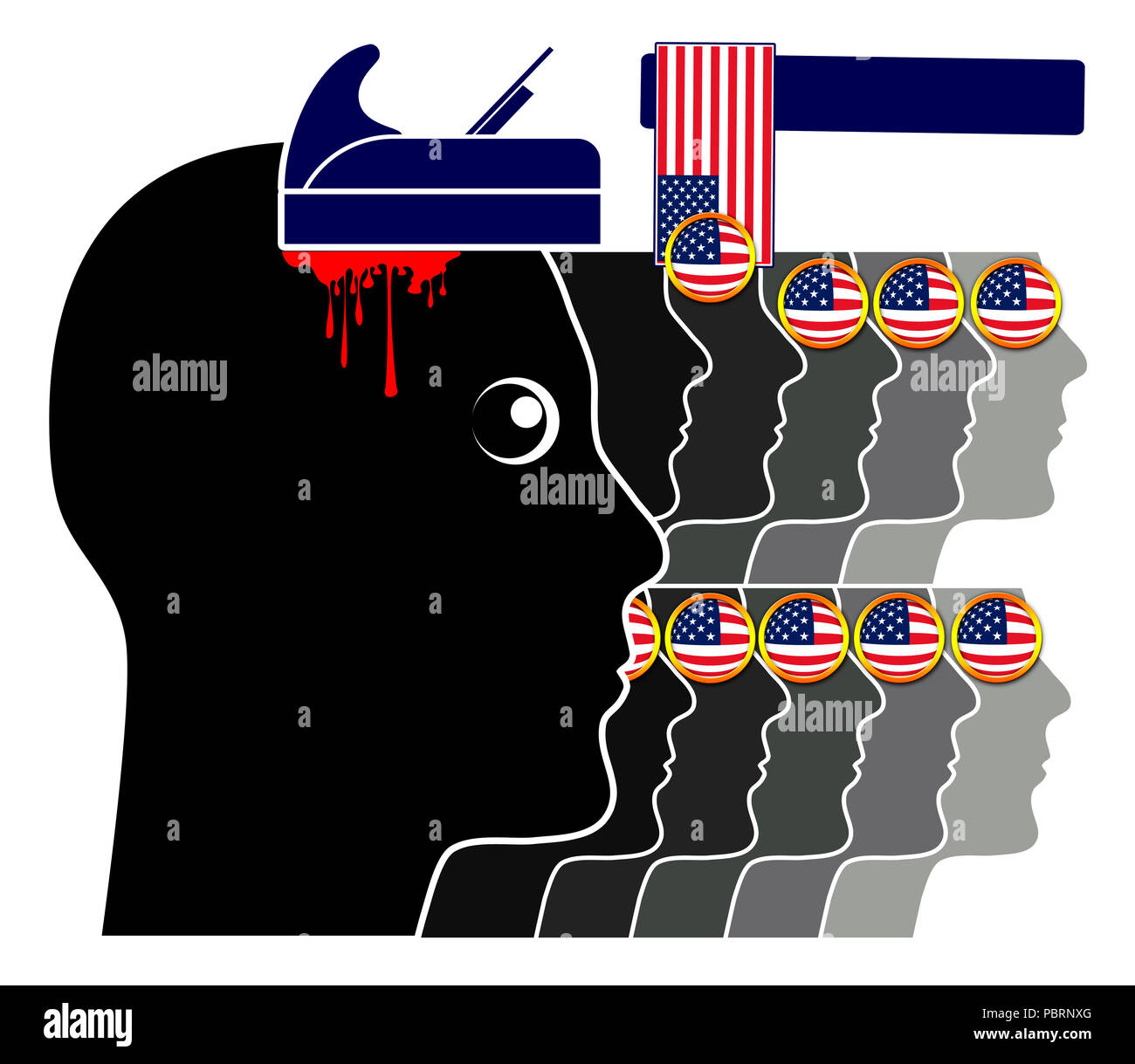 Satiric symbol for brainwashed patriots in the United States Stock ...