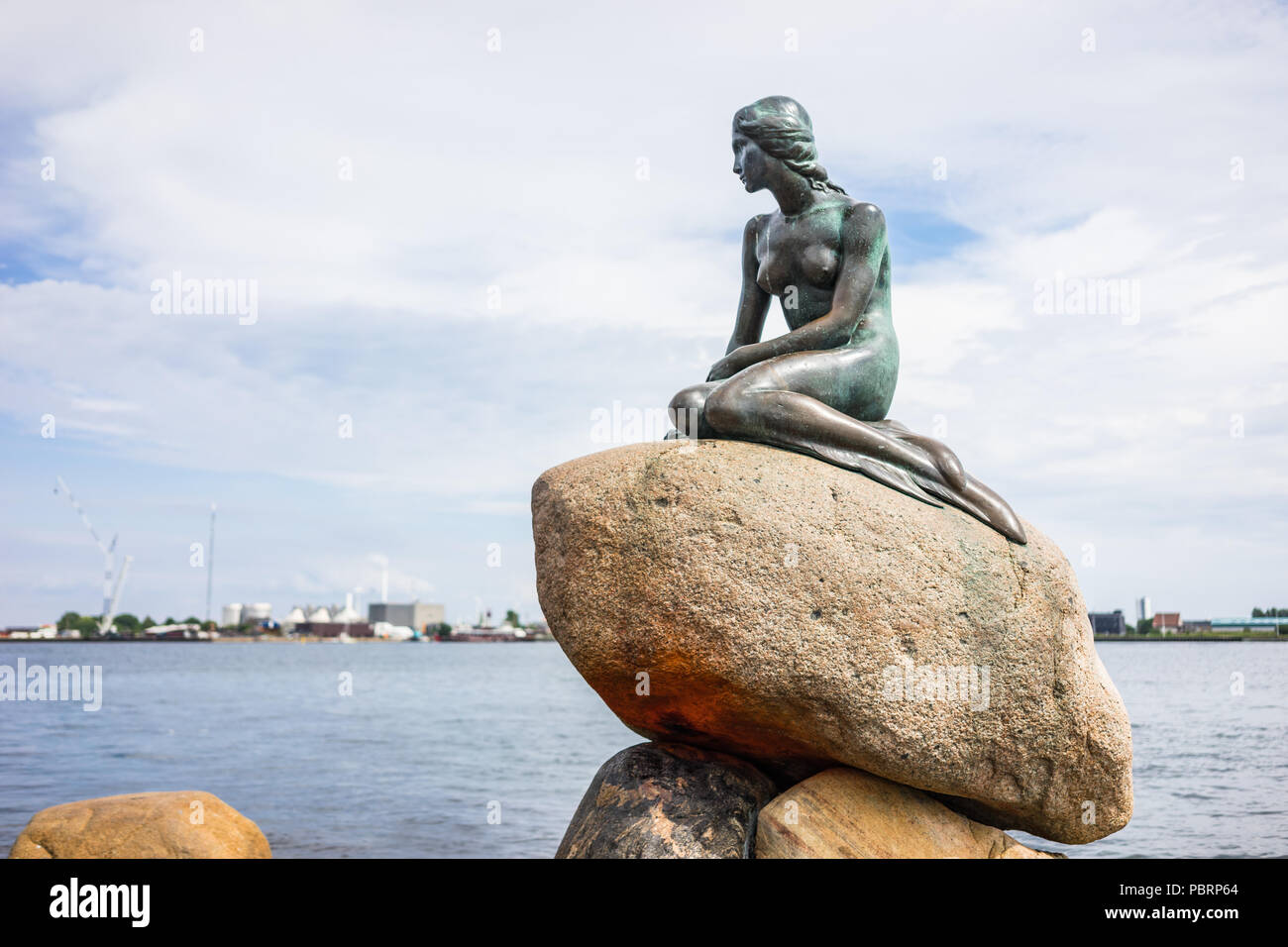 View of the Little Mermaid statue, an icon of the city and popular ...