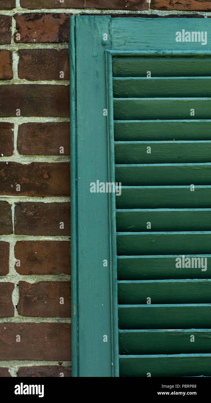Blue Window Beside Brick Wall Stock Photo - Alamy