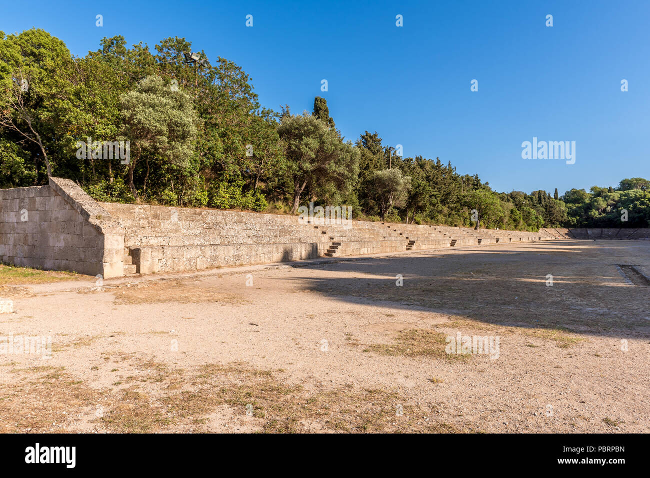 Ancient stadium, a sport place at Acropolis of Rhodes. Rhodes island ...