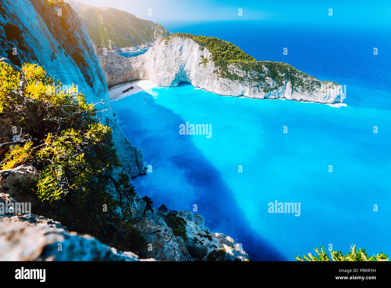 Panorama of Navagio beach Shipwreck bay Zante from view point ...