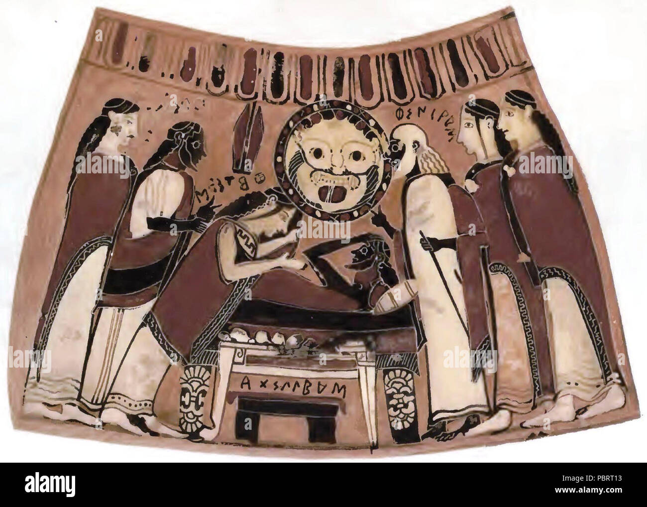 Achilles mourning the death of Patroclus, Corinthian Chytra Stock Photo ...