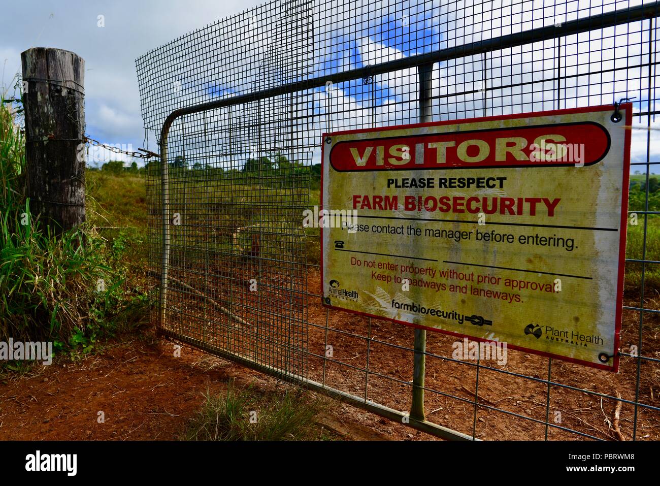 Visitors please respect farm biosecurity sign, Atherton Tablelands, QLD ...