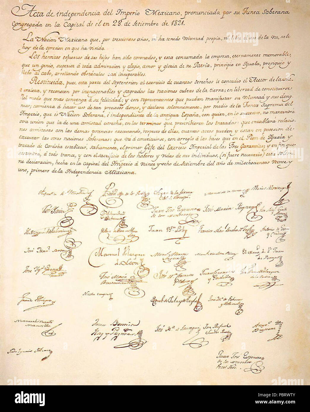 Acta Independencia Mexicana 1821 Stock Photo - Alamy