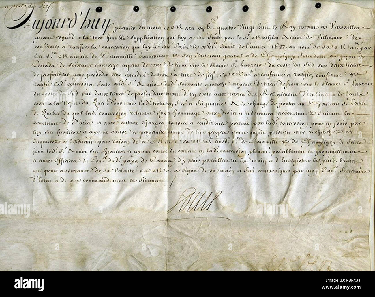 Acte juridique datant de 1688 signe par le roi Louis XIV Stock Photo ...