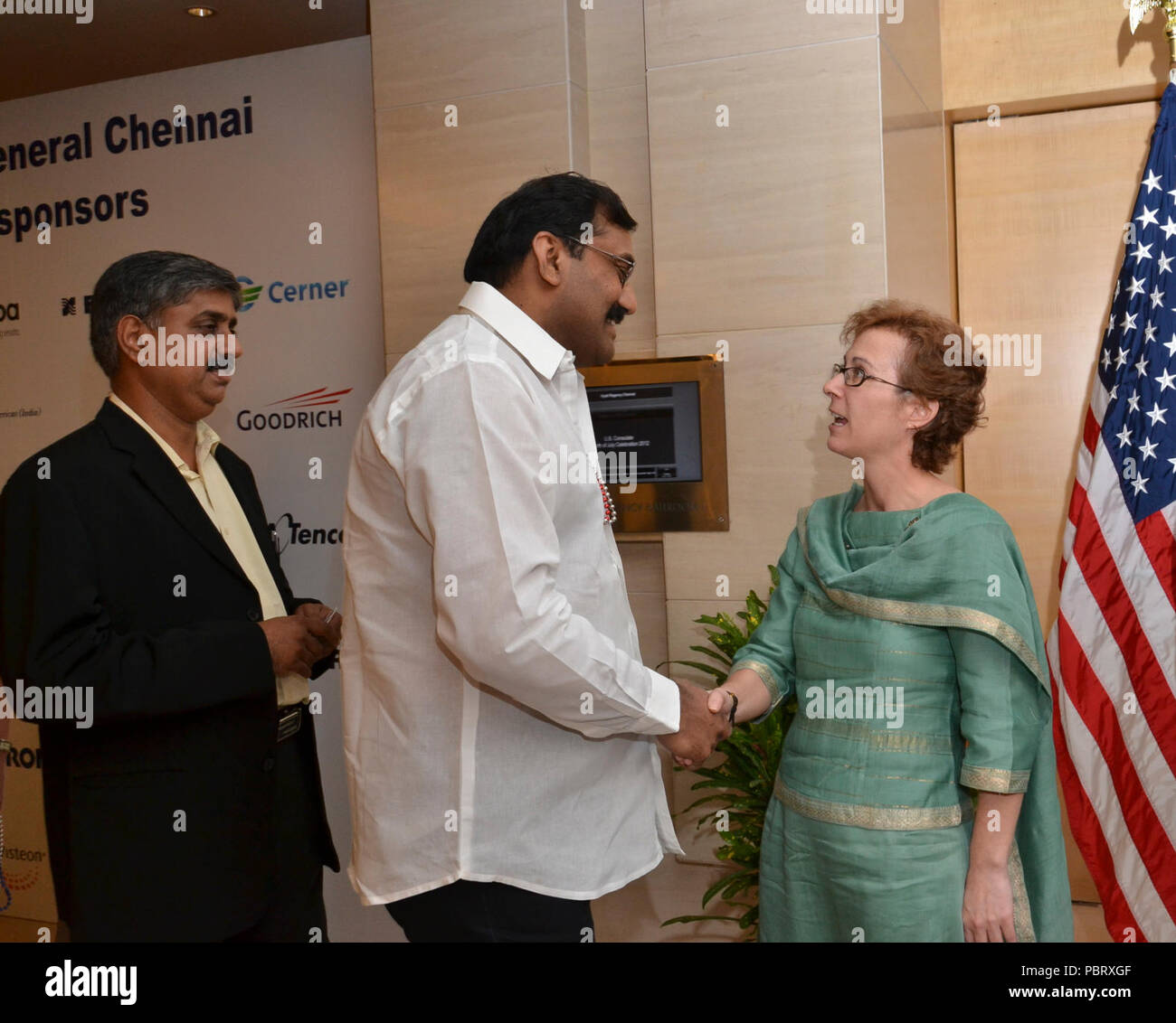 Actor Napoleon with U.S. Consul General, Chennai Jennifer McIntyre who ...