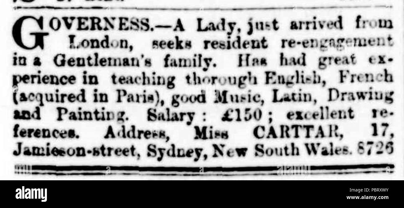 Ad by Jessie Carttar 1875 Stock Photo - Alamy