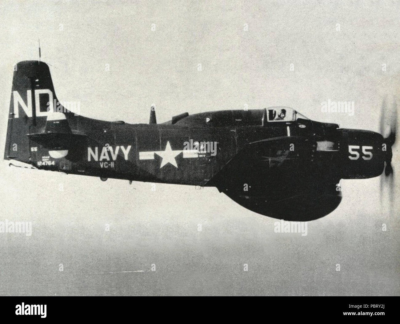 AD-4W Skyraider of VC-11 Det.I in flight off Korea, circa in 1952 Stock ...