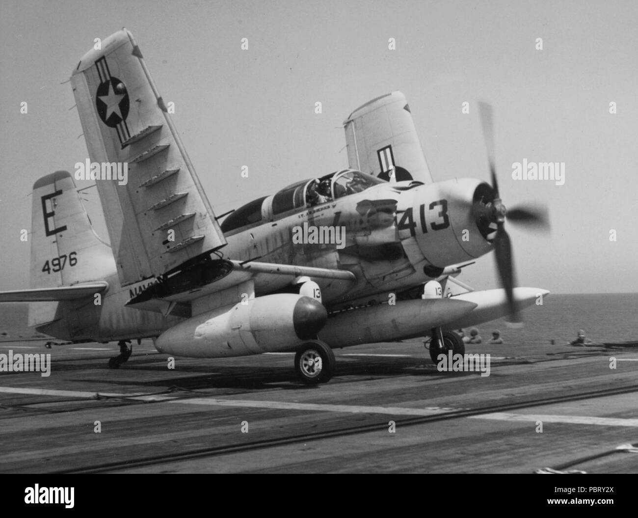 AD-5 Skyraider of VA-85 on USS Intrepid (CVA-11) on 20 April 1956 Stock ...