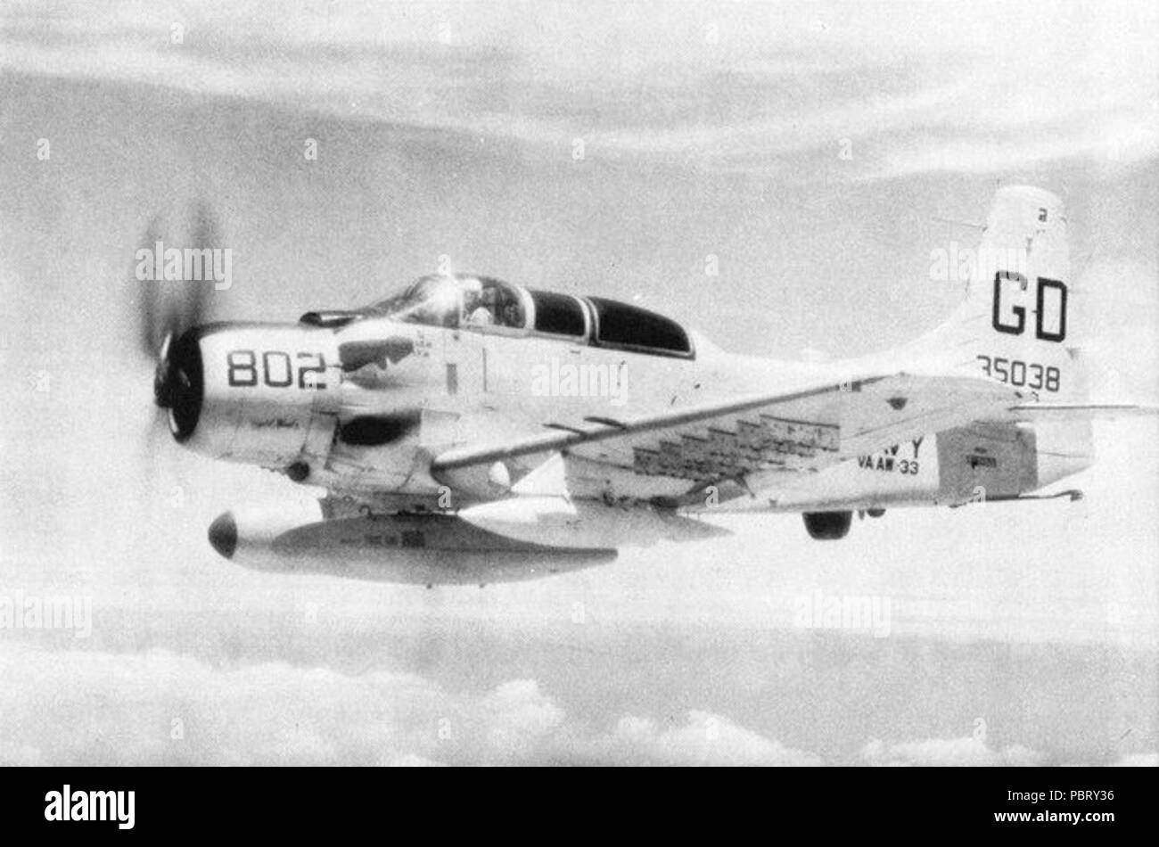 AD-5N Skyraider of VA(AW)-33 Det.33 in flight in 1958 Stock Photo - Alamy