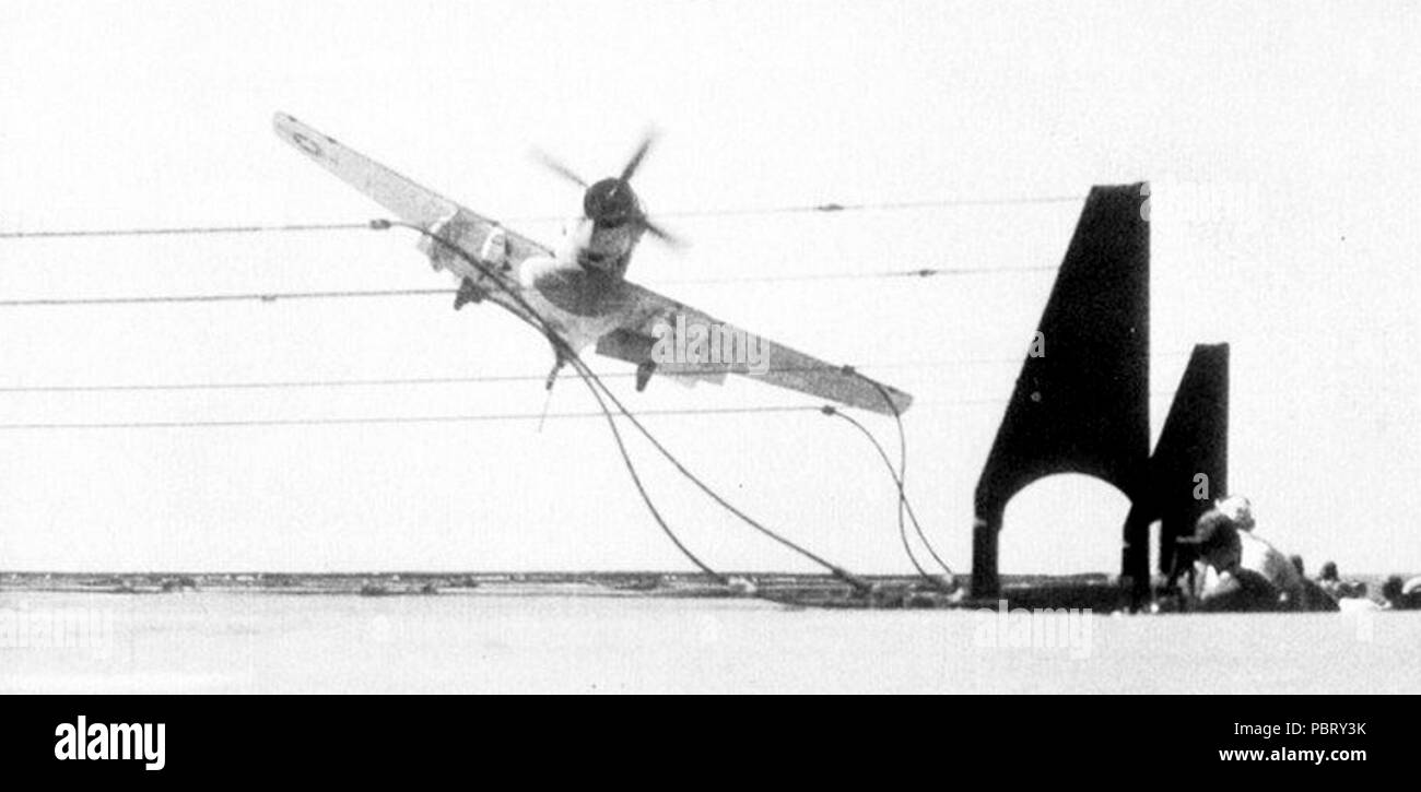 AD-5W of VAW-12 pulling away after wave-off from USS Valley Forge (CVS ...