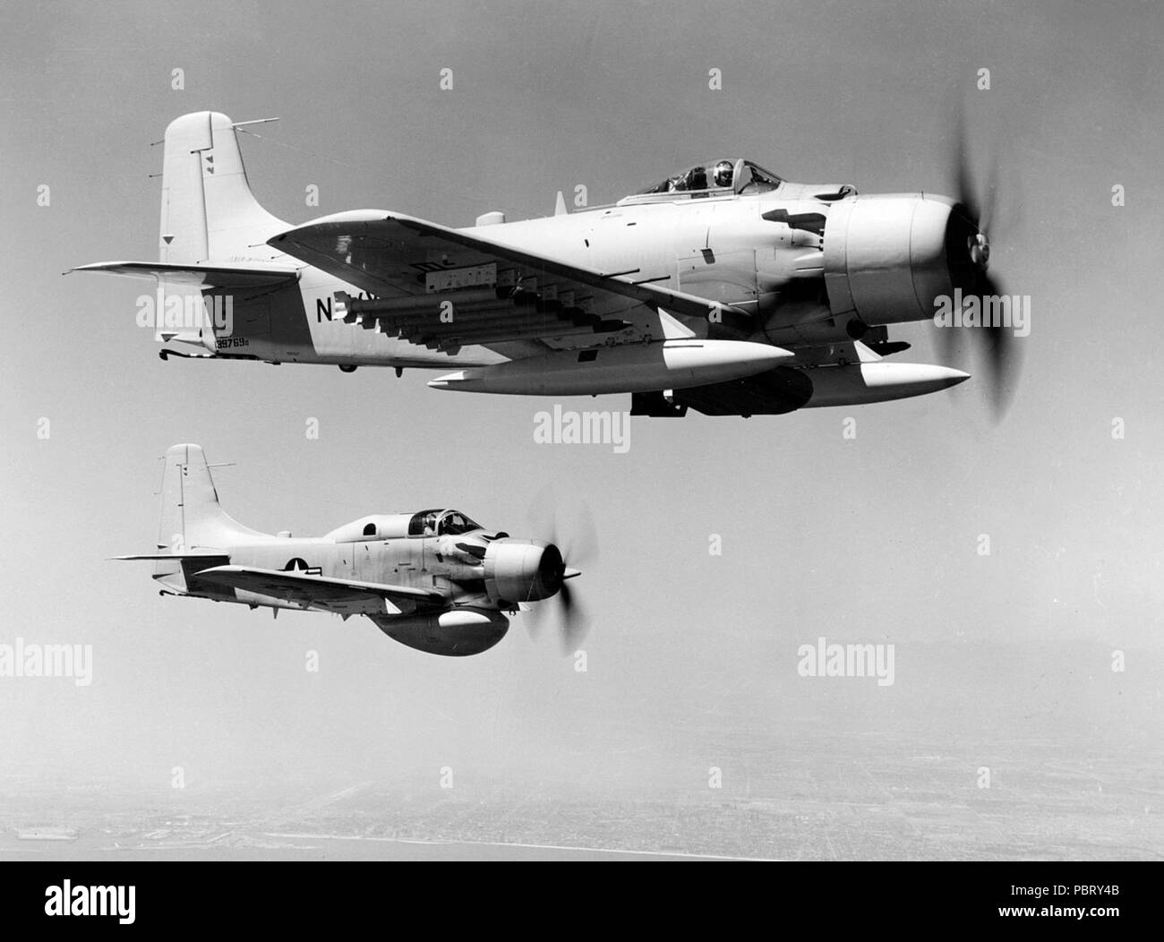 AD-6 and AD-5W Skyraider in flight Stock Photo - Alamy