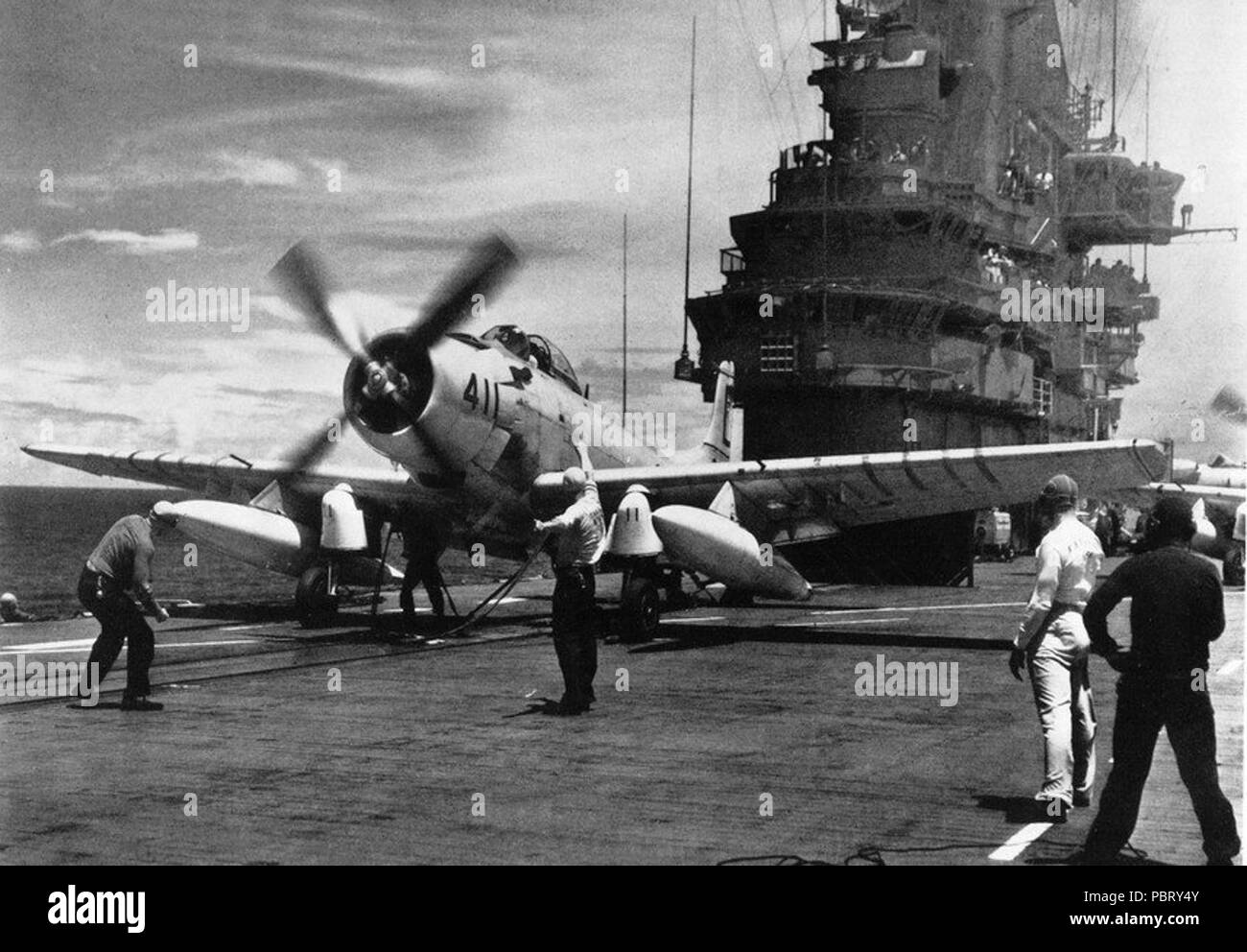AD-6 Skyraider of VA-125 on catapult of USS Lexington (CVA-16) in 1957 ...
