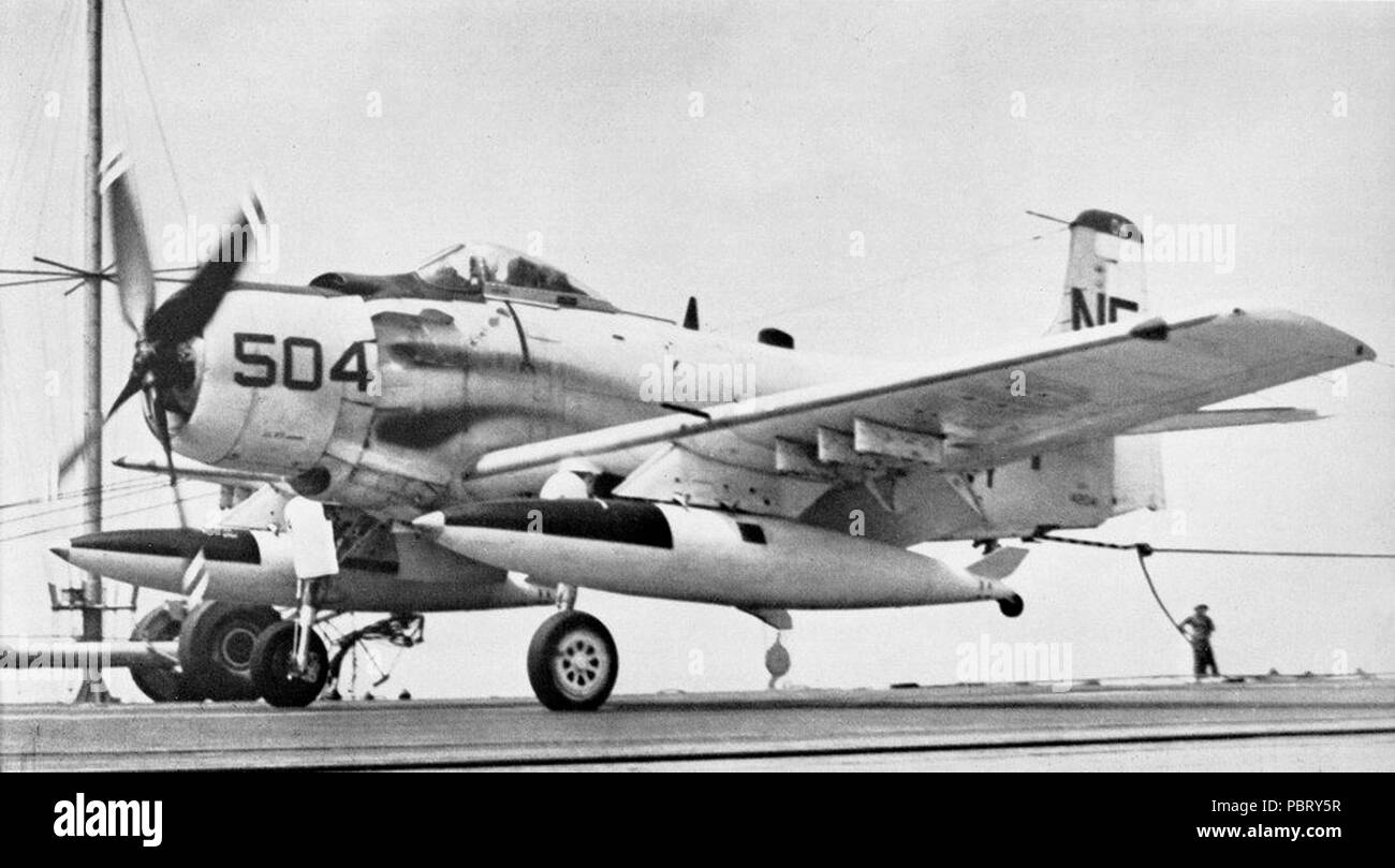 AD-7 of VA-25 landing on USS Midway (CVA-41) in 1962 Stock Photo - Alamy