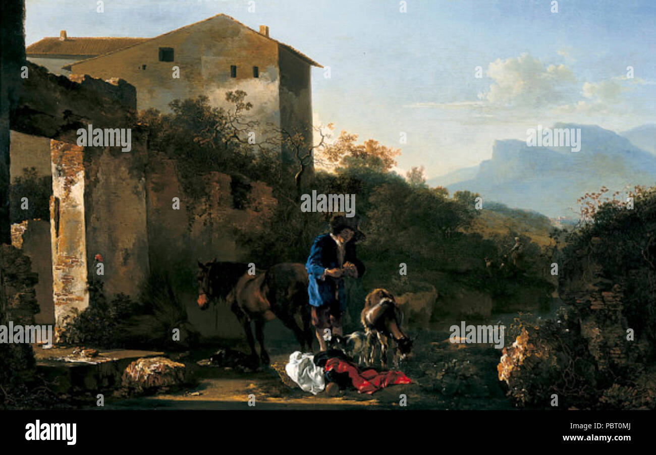 Adam Pynacker - Landscape with a Goatherd Stock Photo - Alamy