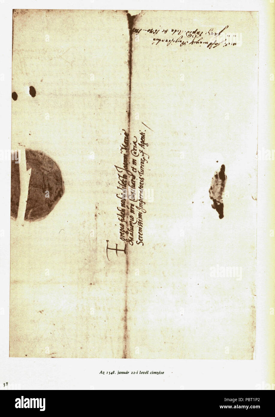 Addressing of the partially encrypted letter from 1548 Stock Photo - Alamy