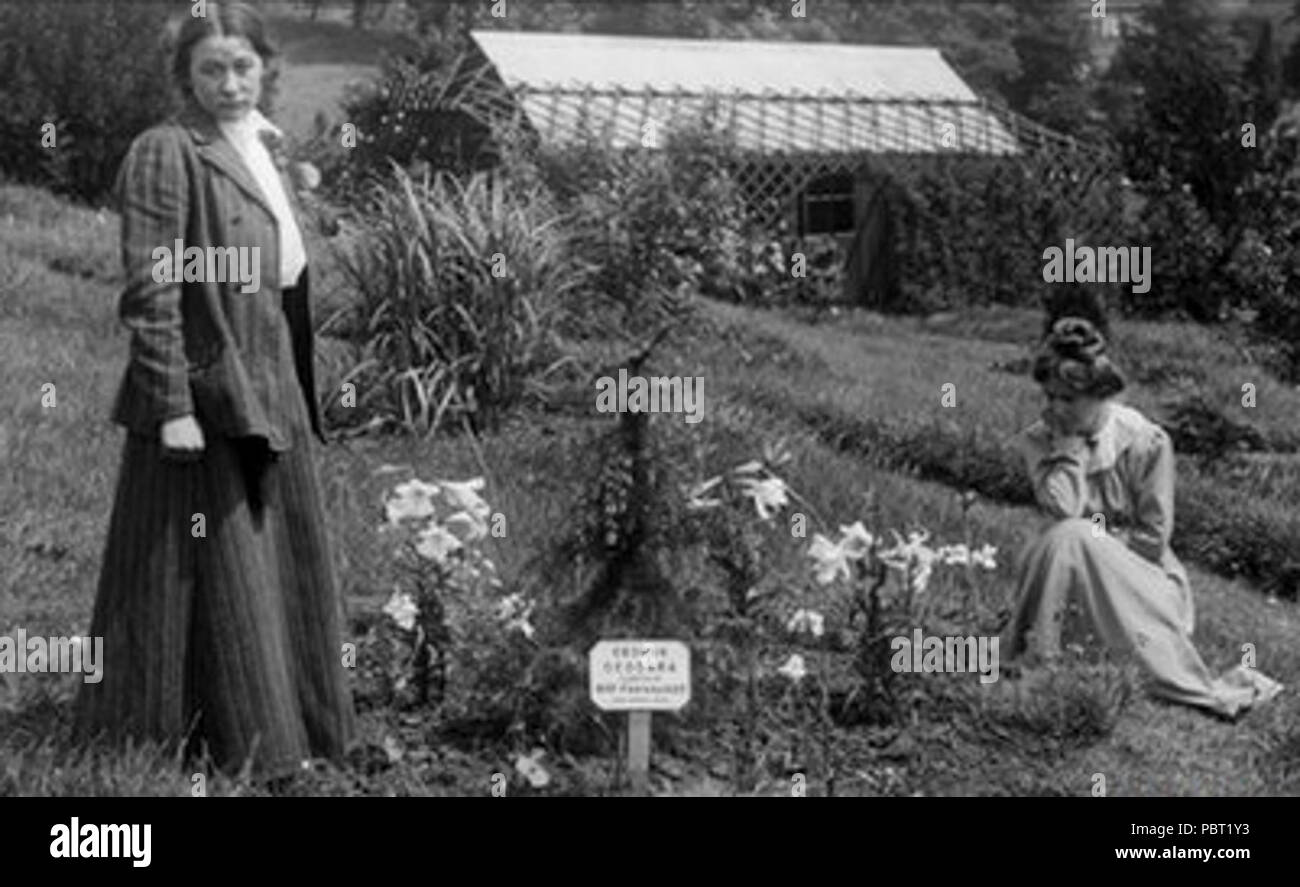 Adela Pankhurst and Annie Kenney by a tree planted by Emmeline ...