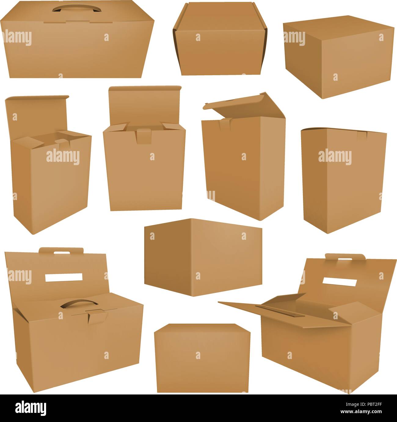 Set of brown boxes Stock Vector Image & Art - Alamy