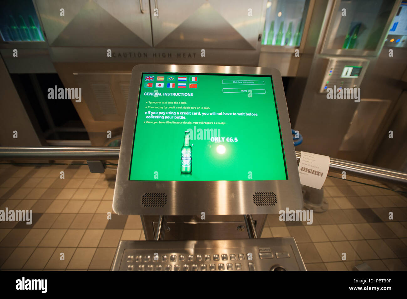 AMSTERDAM, NETHERLANDS - JUN 3, 2015: Bottles of Heineken at the ...