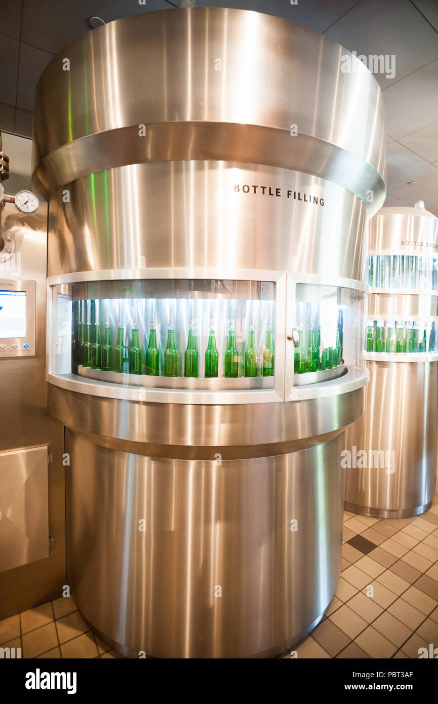 AMSTERDAM, NETHERLANDS - JUN 3, 2015: Bottles of Heineken at the ...