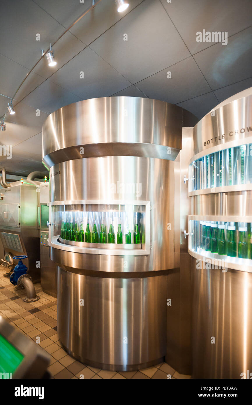 AMSTERDAM, NETHERLANDS - JUN 3, 2015: Bottles of Heineken at the ...