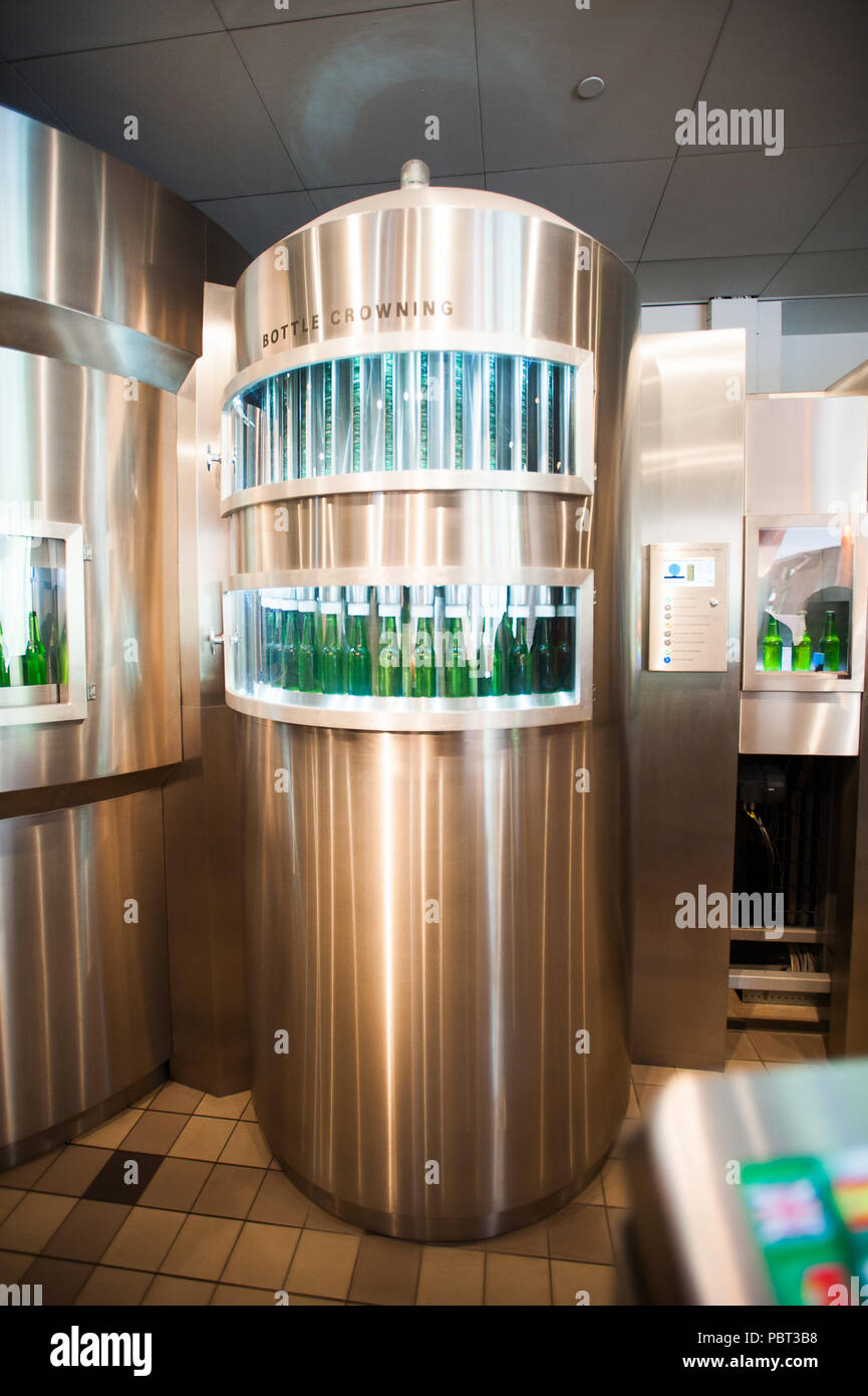 AMSTERDAM, NETHERLANDS - JUN 3, 2015: Bottles of Heineken at the ...