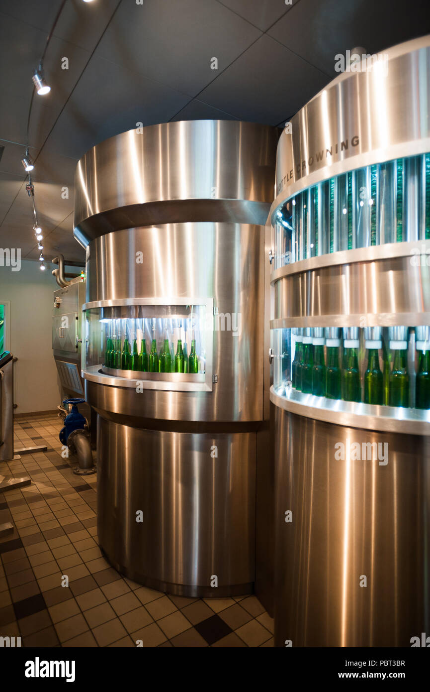 AMSTERDAM, NETHERLANDS - JUN 3, 2015: Bottles of Heineken at the ...
