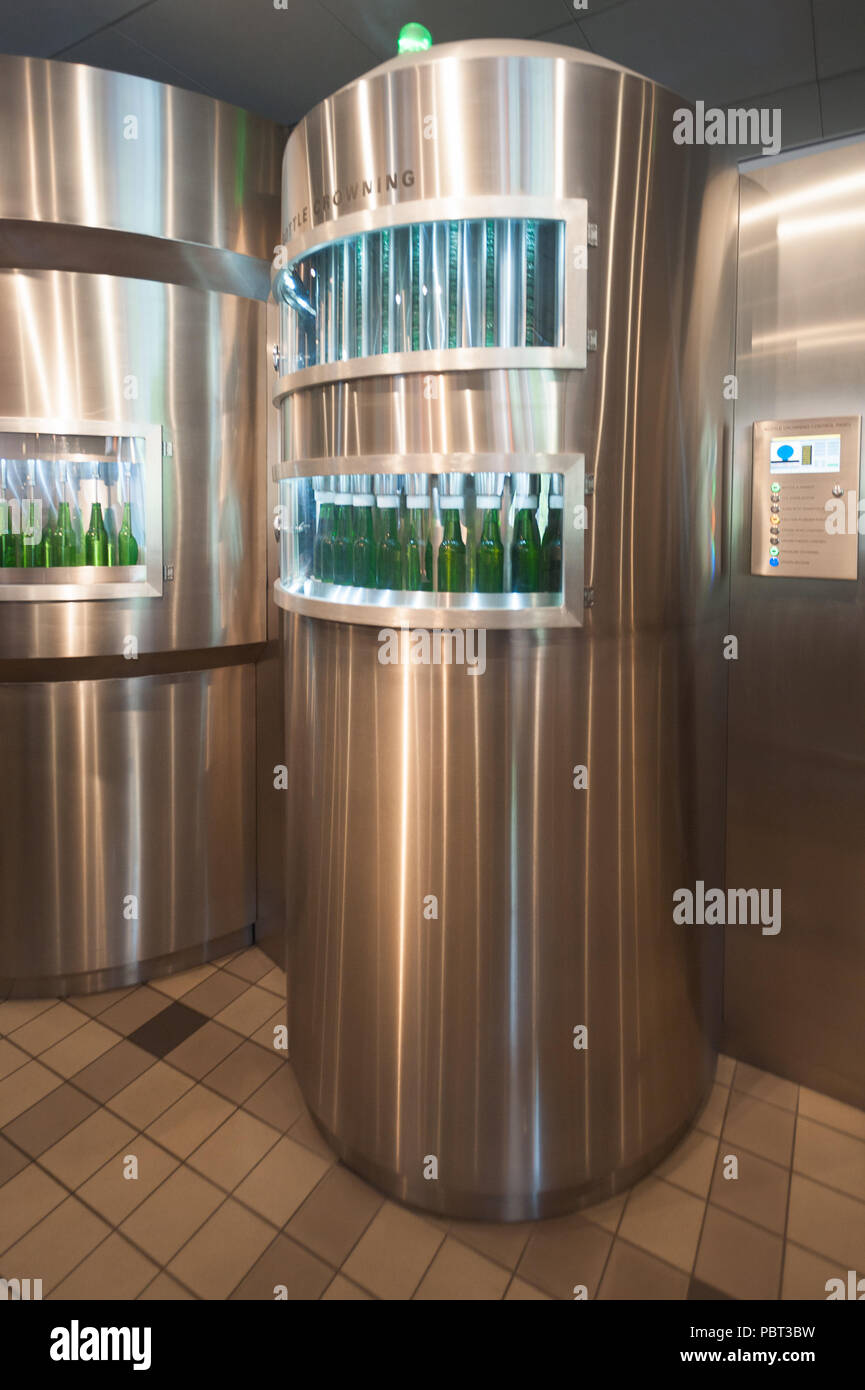 AMSTERDAM, NETHERLANDS - JUN 3, 2015: Bottles of Heineken at the ...