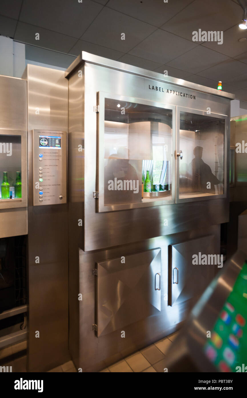 AMSTERDAM, NETHERLANDS - JUN 3, 2015: Bottles of Heineken at the ...