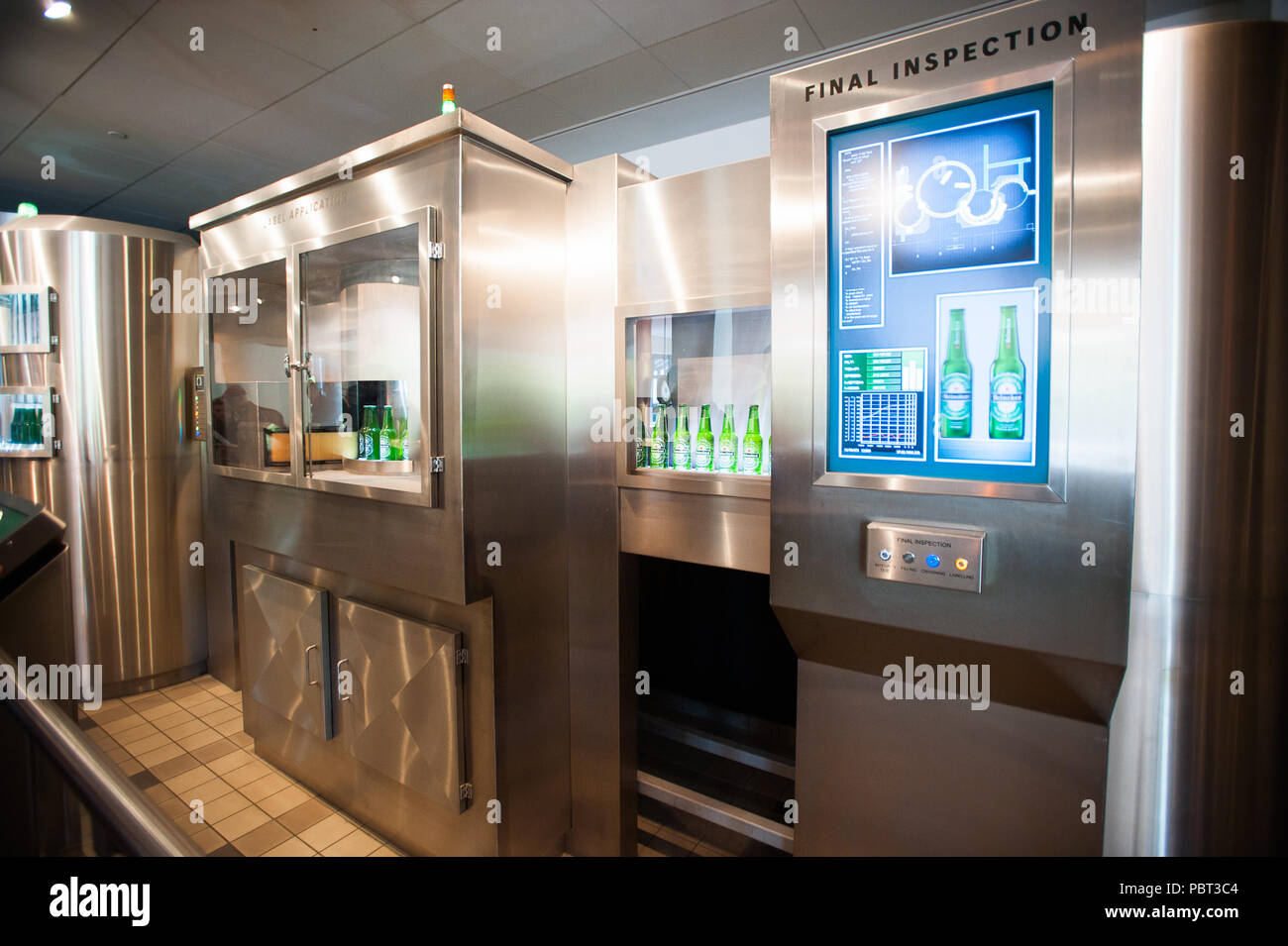 AMSTERDAM, NETHERLANDS - JUN 3, 2015: Bottles of Heineken at the ...