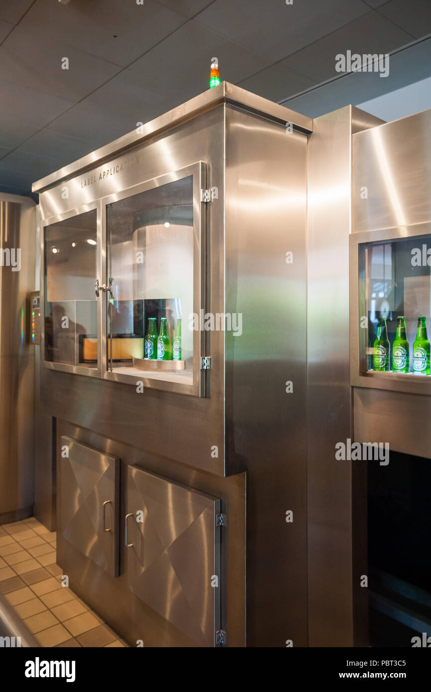 AMSTERDAM, NETHERLANDS - JUN 3, 2015: Bottles of Heineken at the ...