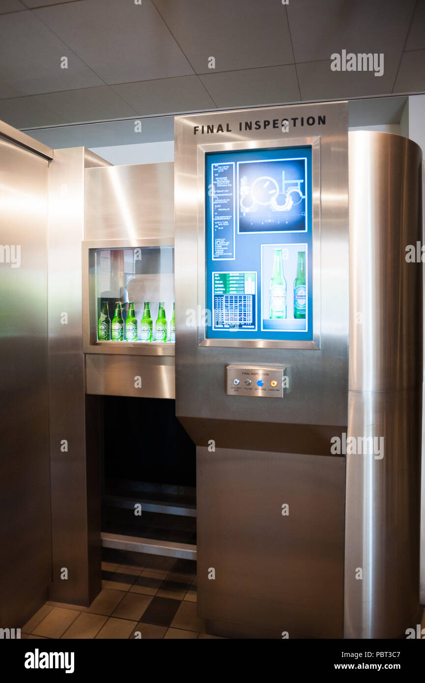 AMSTERDAM, NETHERLANDS - JUN 3, 2015: Bottles of Heineken at the ...