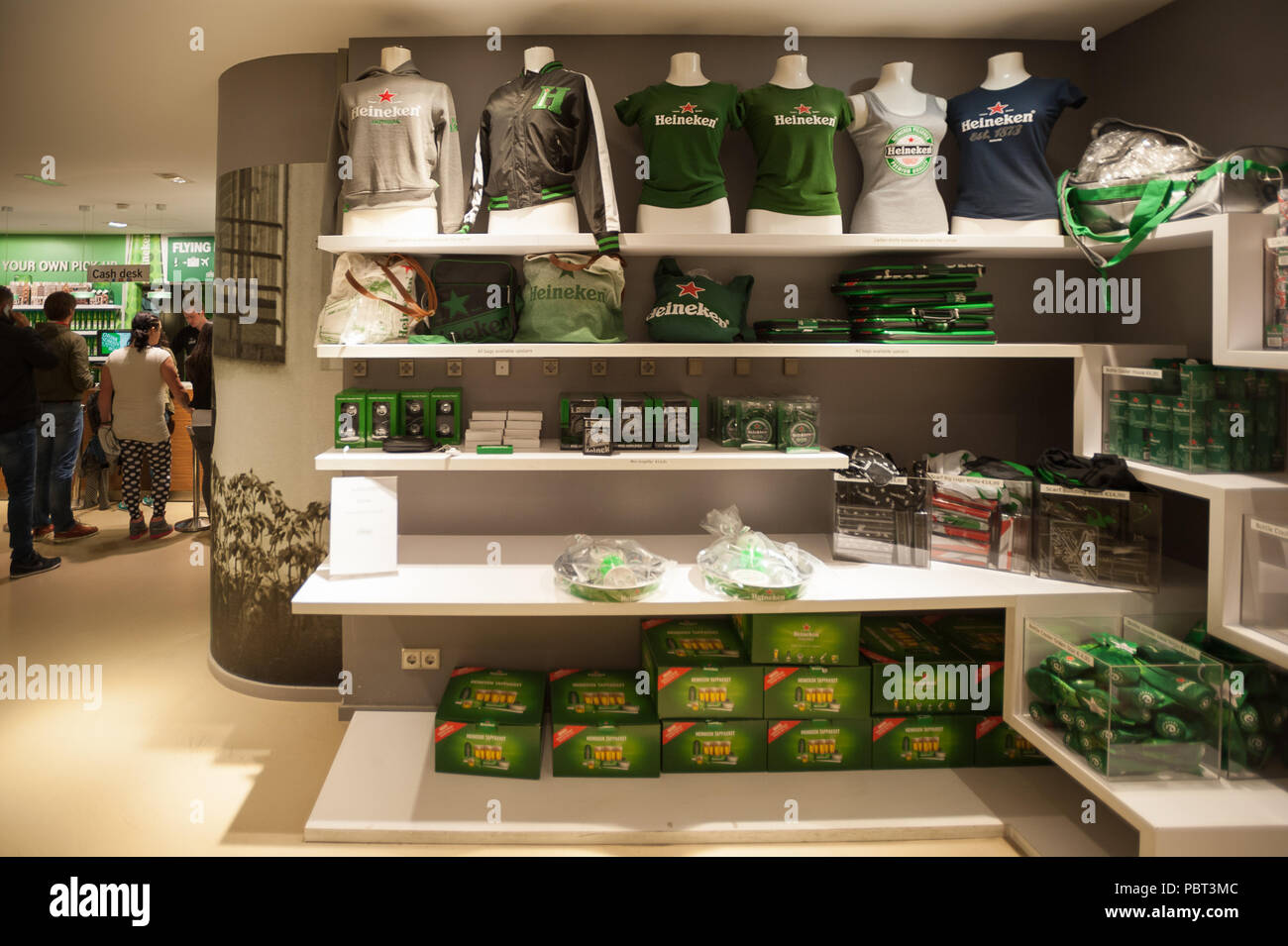 AMSTERDAM, NETHERLANDS - JUN 3, 2015: Heineken souvenir shop at the ...