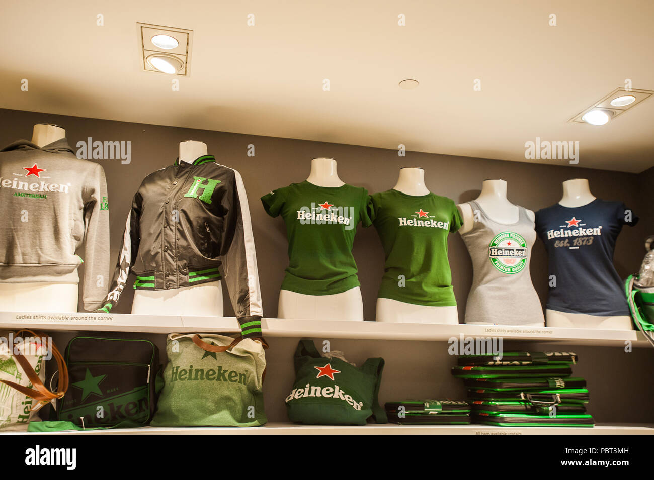 AMSTERDAM, NETHERLANDS - JUN 3, 2015: Heineken souvenir shop at the ...