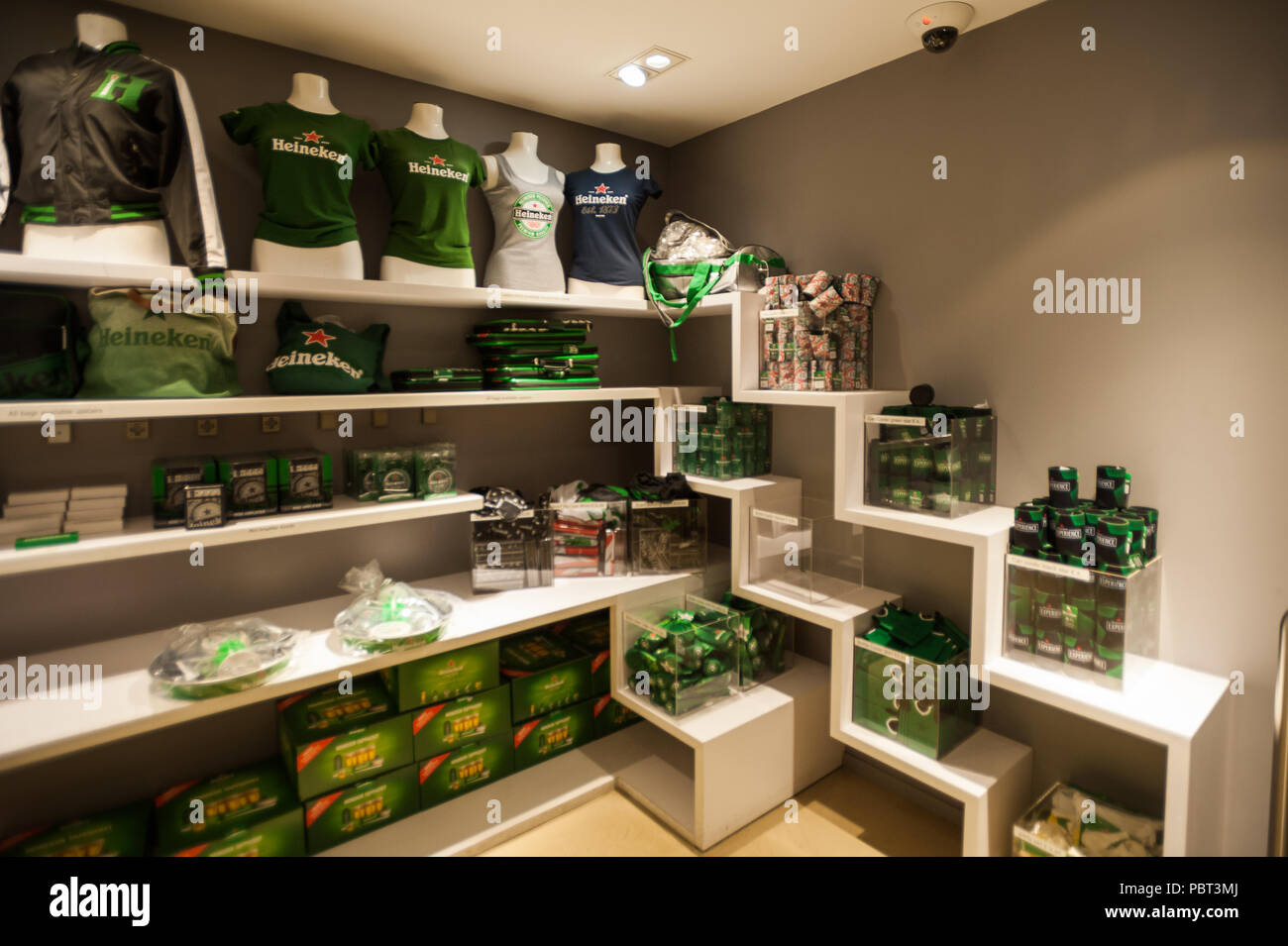 AMSTERDAM, NETHERLANDS - JUN 3, 2015: Heineken souvenir shop at the ...