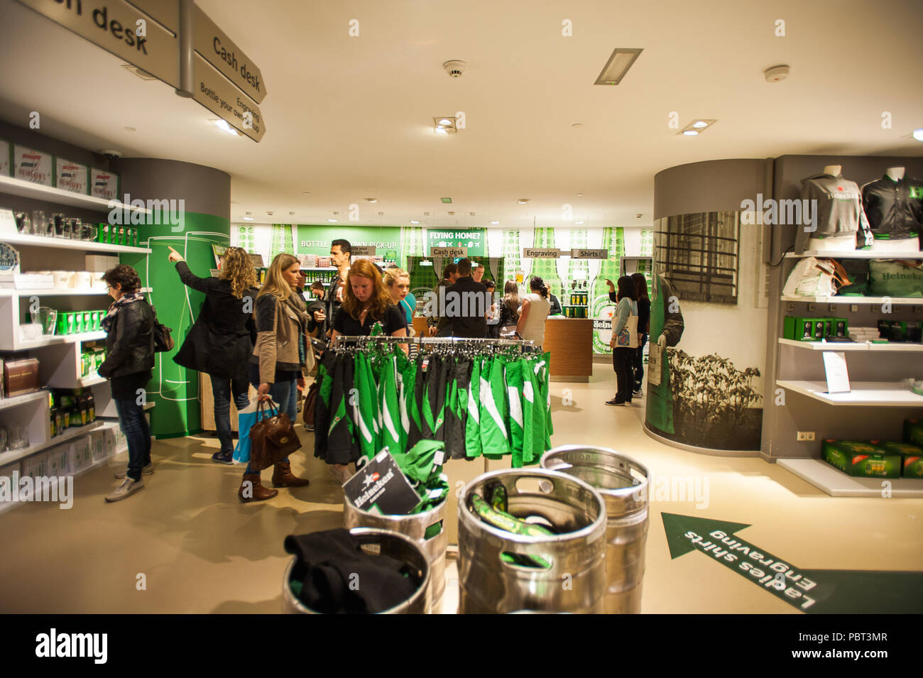 AMSTERDAM, NETHERLANDS - JUN 3, 2015: Heineken souvenir shop at the ...