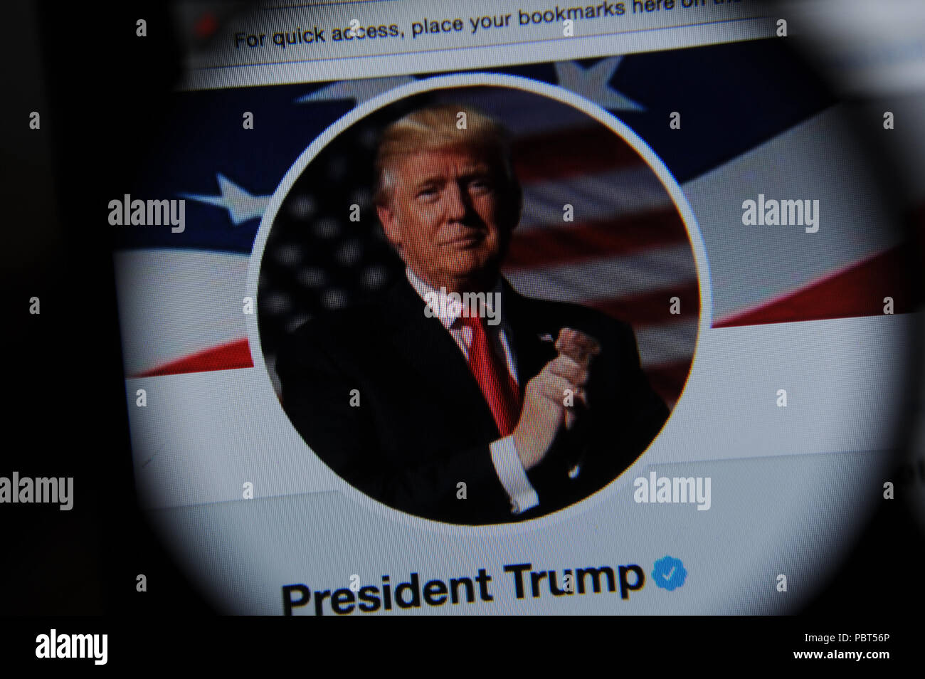 President Donald Trump's official twitter page. The twitter handle is ...