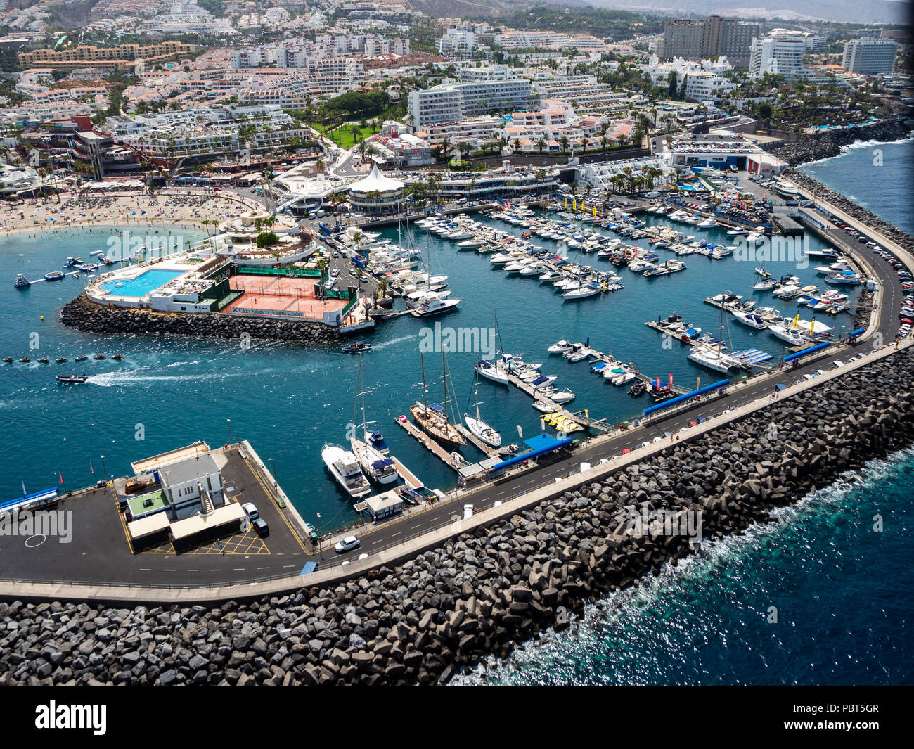 Aerial view of the south side of the Tenerife Island, including playa ...