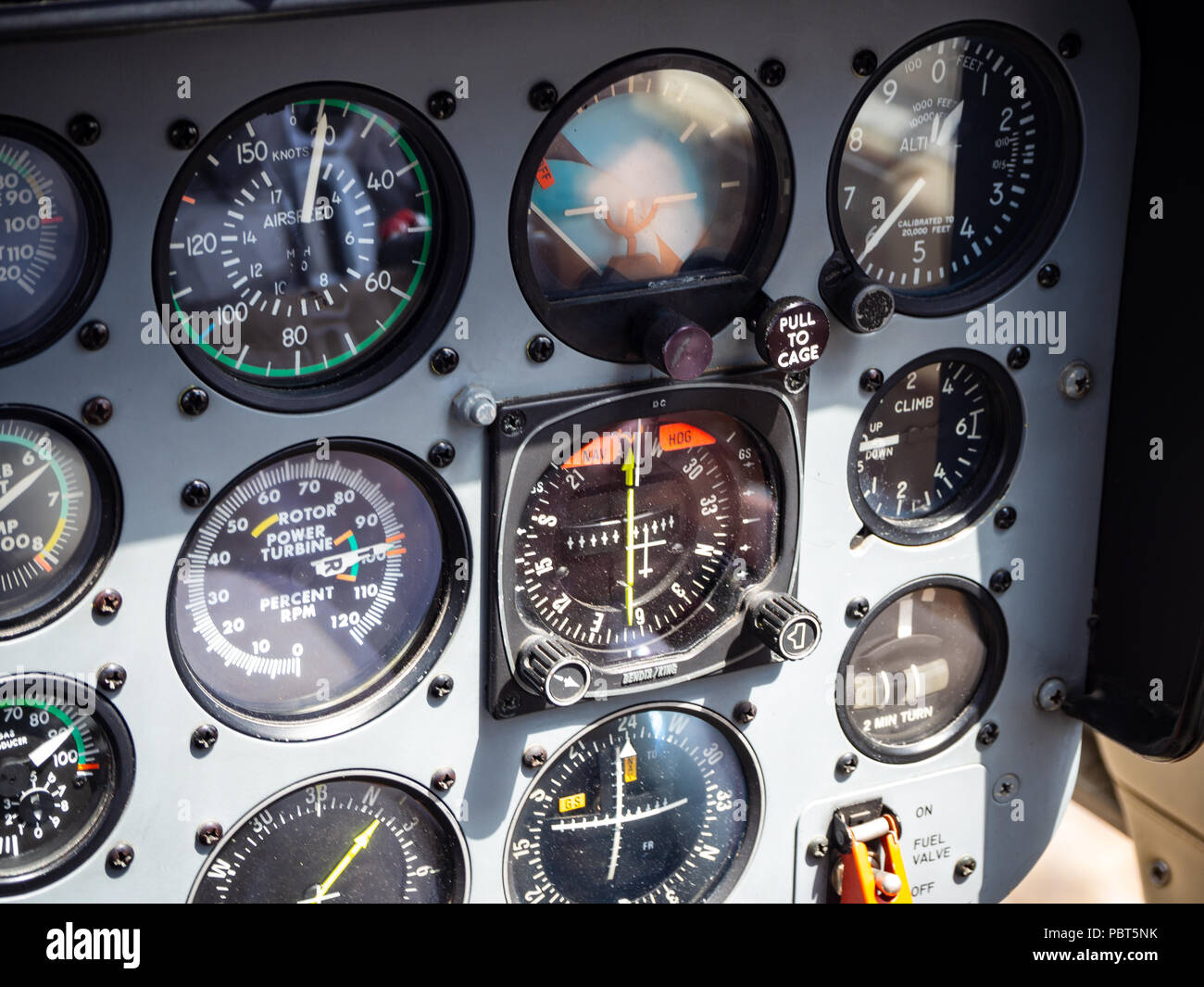 Inside view of a helicopter cockpit / dashboard & Instruments panel ...
