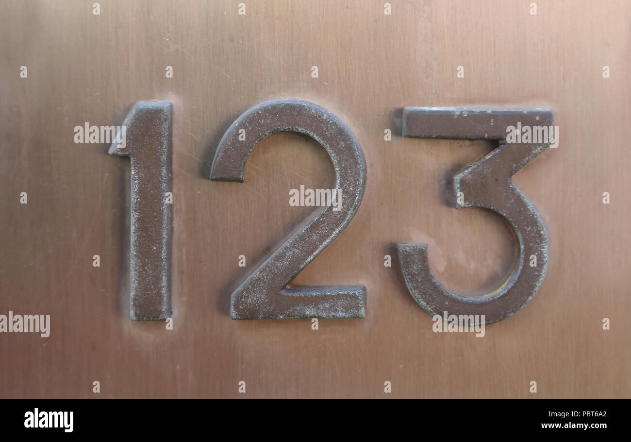 very Big Text with number 123 on the wall Stock Photo - Alamy