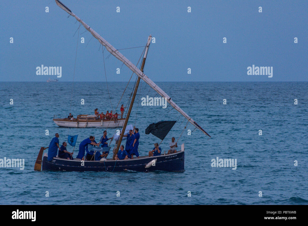 Xabia, Spain. July 2018: Moorish boat in the Festivities of Moors and ...