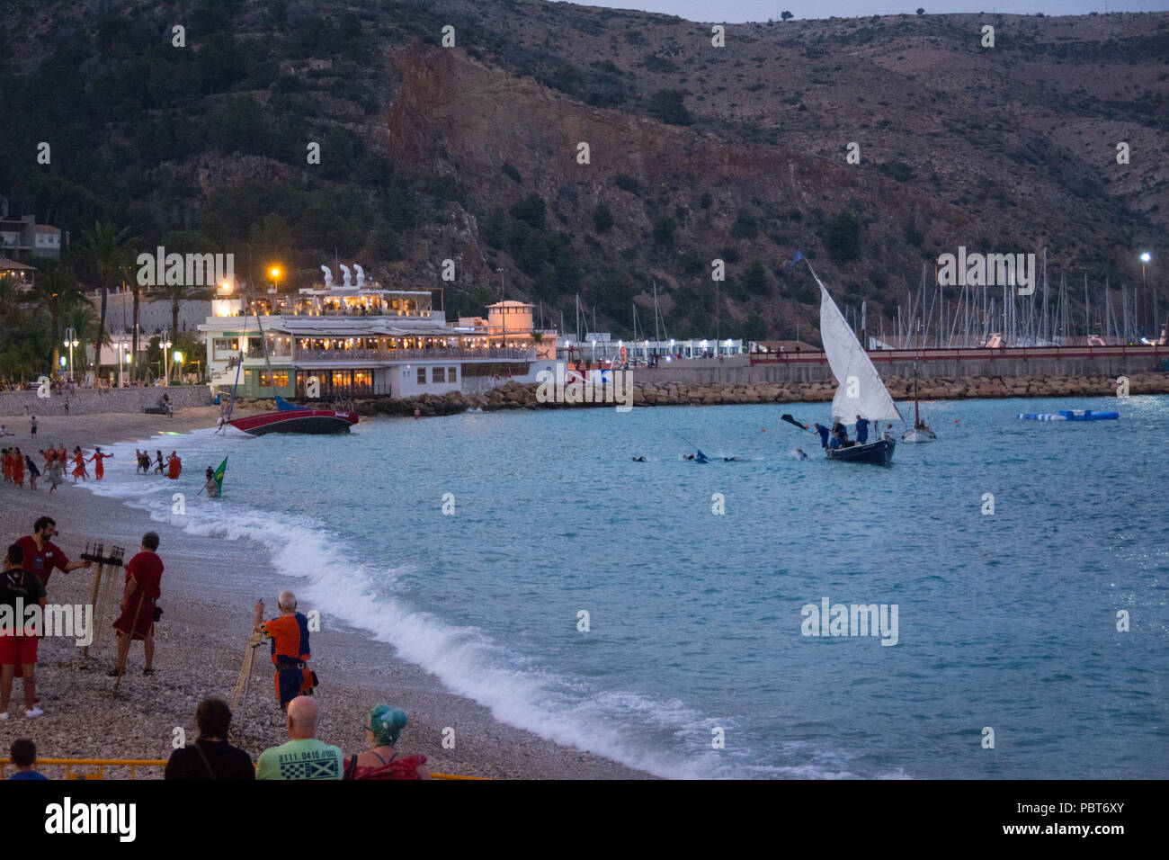 Xabia, Spain. July 2018: Moorish boat in the Festivities of Moors and ...