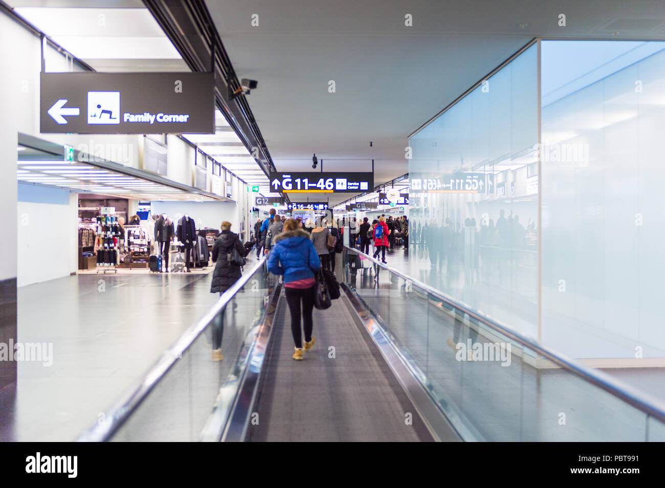 VIENNA, AUSTRIA - DEC 30, 2014: Interior of the Vienna International ...