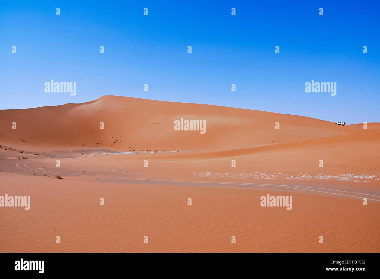 Landscape of sand dunes in the desert of Rub' Al Khali in the Arabian ...