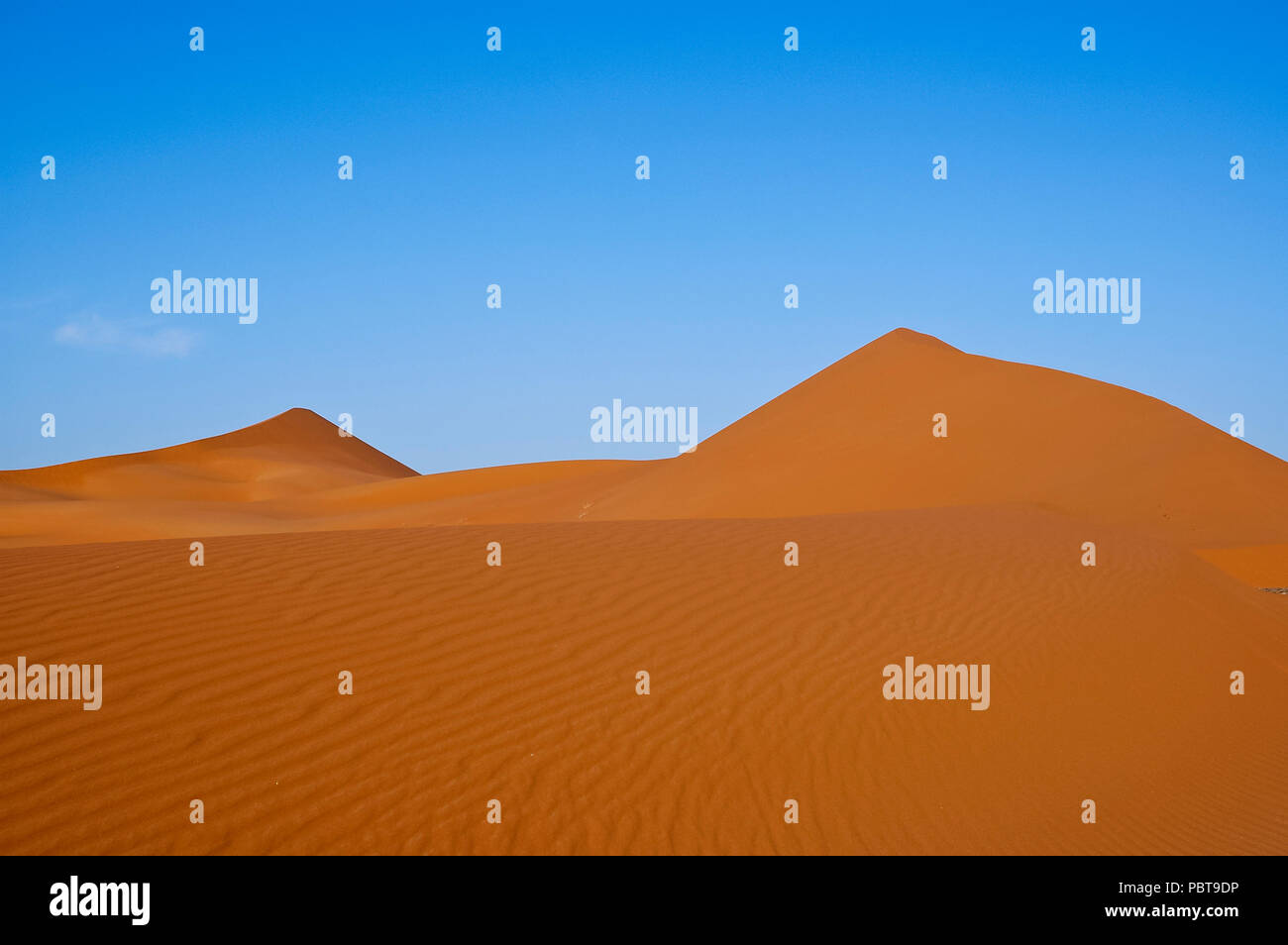 Landscape of sand dunes in the desert of Rub' Al Khali in the Arabian ...