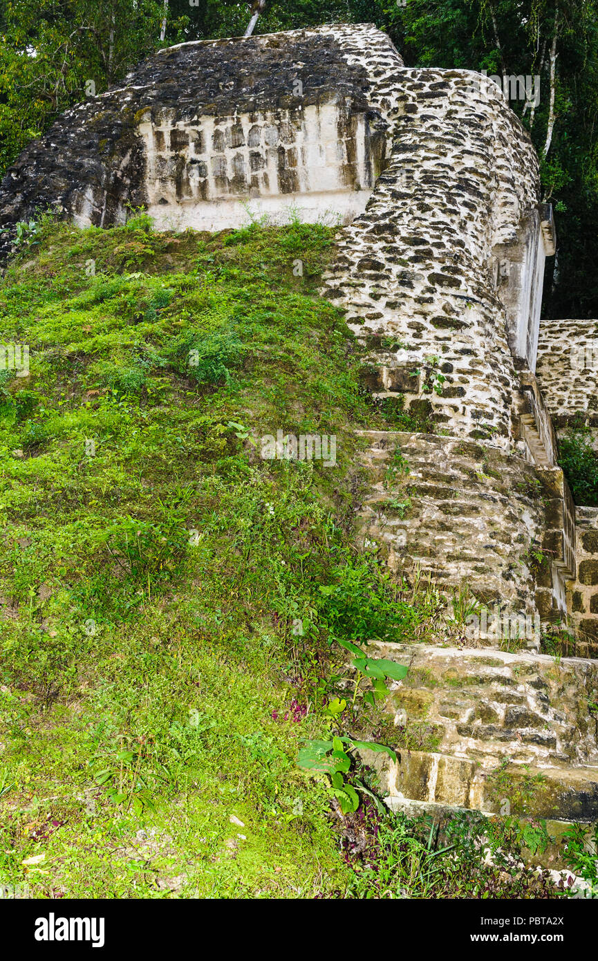 Olaces for living built by mayas, Mundo Perdido, Guatemala Stock Photo ...