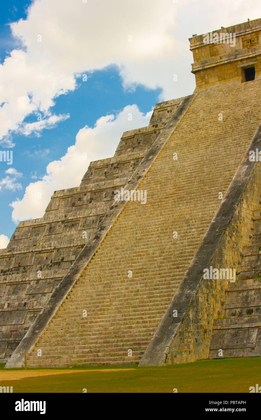 Ancient Mayan Pyramid in the Center of Chichen Itza, a large pre ...