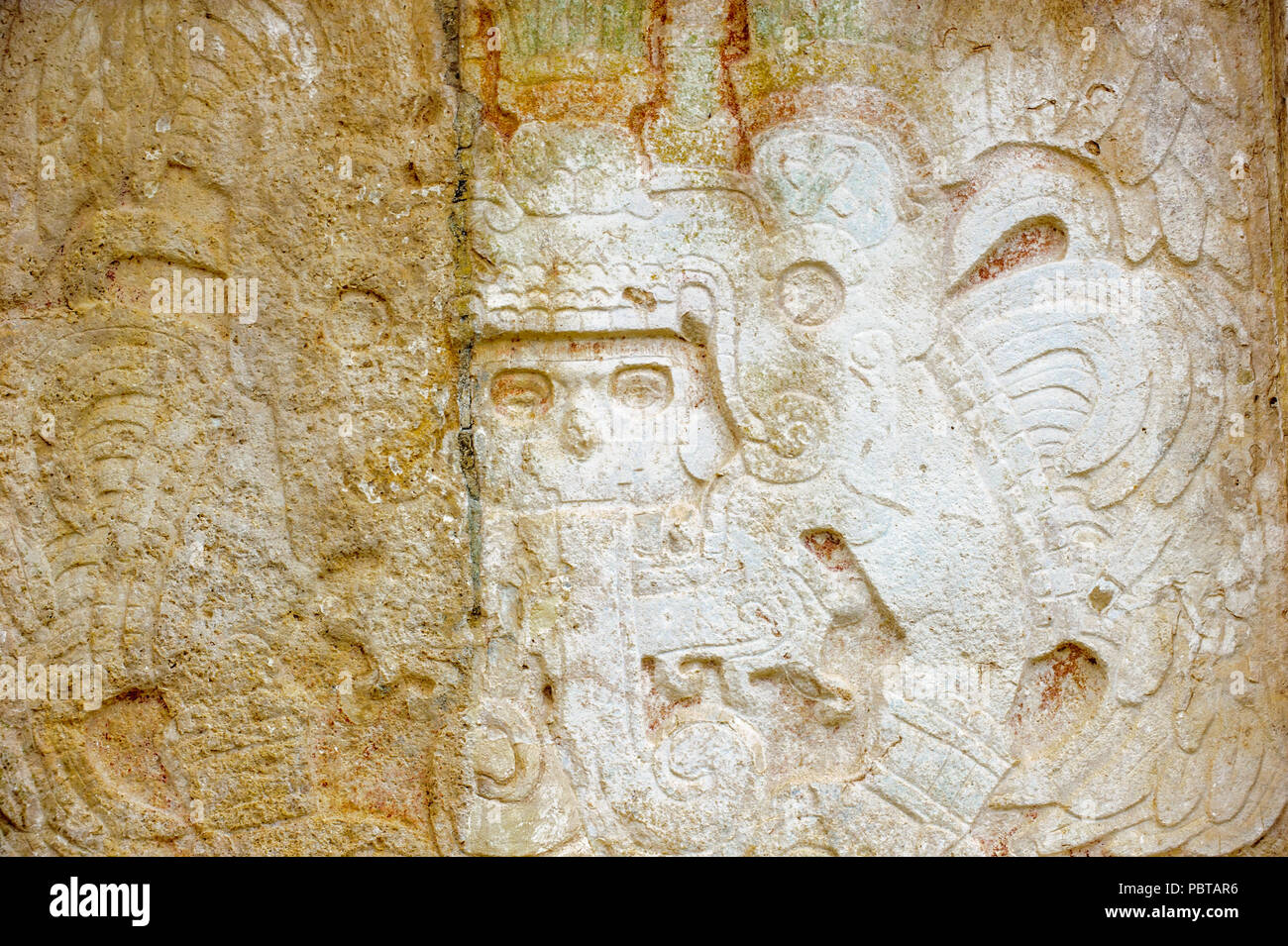 Maya symbols and draws in Chichen Itza, a large pre-Columbian city ...